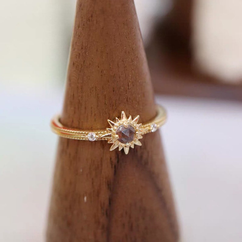 Helios Sun Clear Quartz Crystal Gold Ring Apollo Sun God - Etsy España