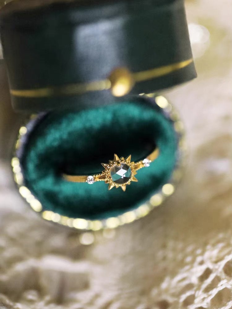 Helios Sun Clear Quartz Crystal Gold Ring vintage inspirado | Etsy