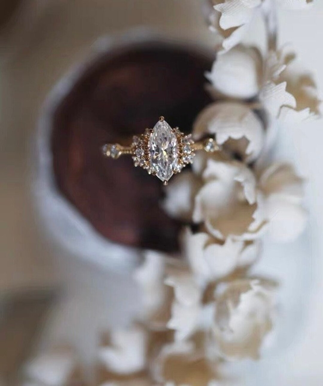 Selena Marquise Crystal Gold Vermeil Ring, Celestial Ring Gift for Her ...