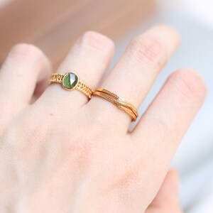 Maeve Green Tourmaline Gold Vermeil Ring, Freya Feather Stacking Rings ...