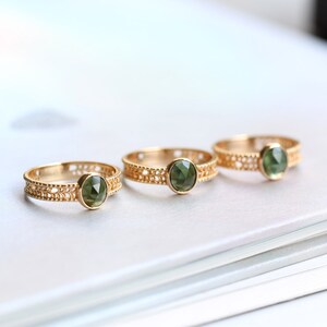 Maeve Green Tourmaline Gold Vermeil Ring, Freya Feather Stacking Rings ...