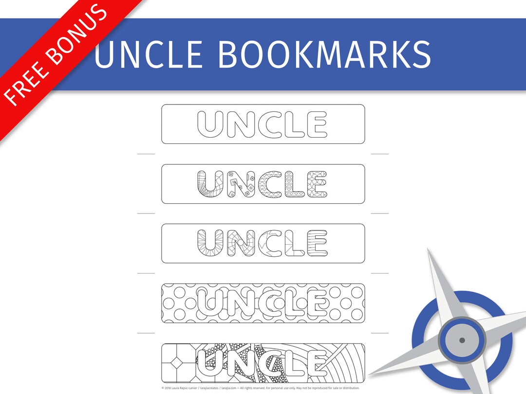 Uncle Zendoodle Bookmarks DIY, Printable Coloring Bookmarks PDF, Tangle ...