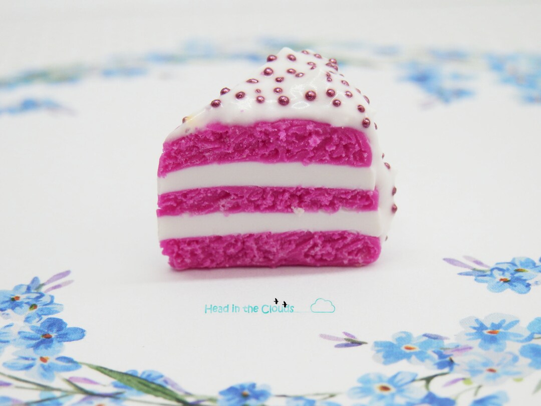 Miniature Pink Slice of Cake - Etsy