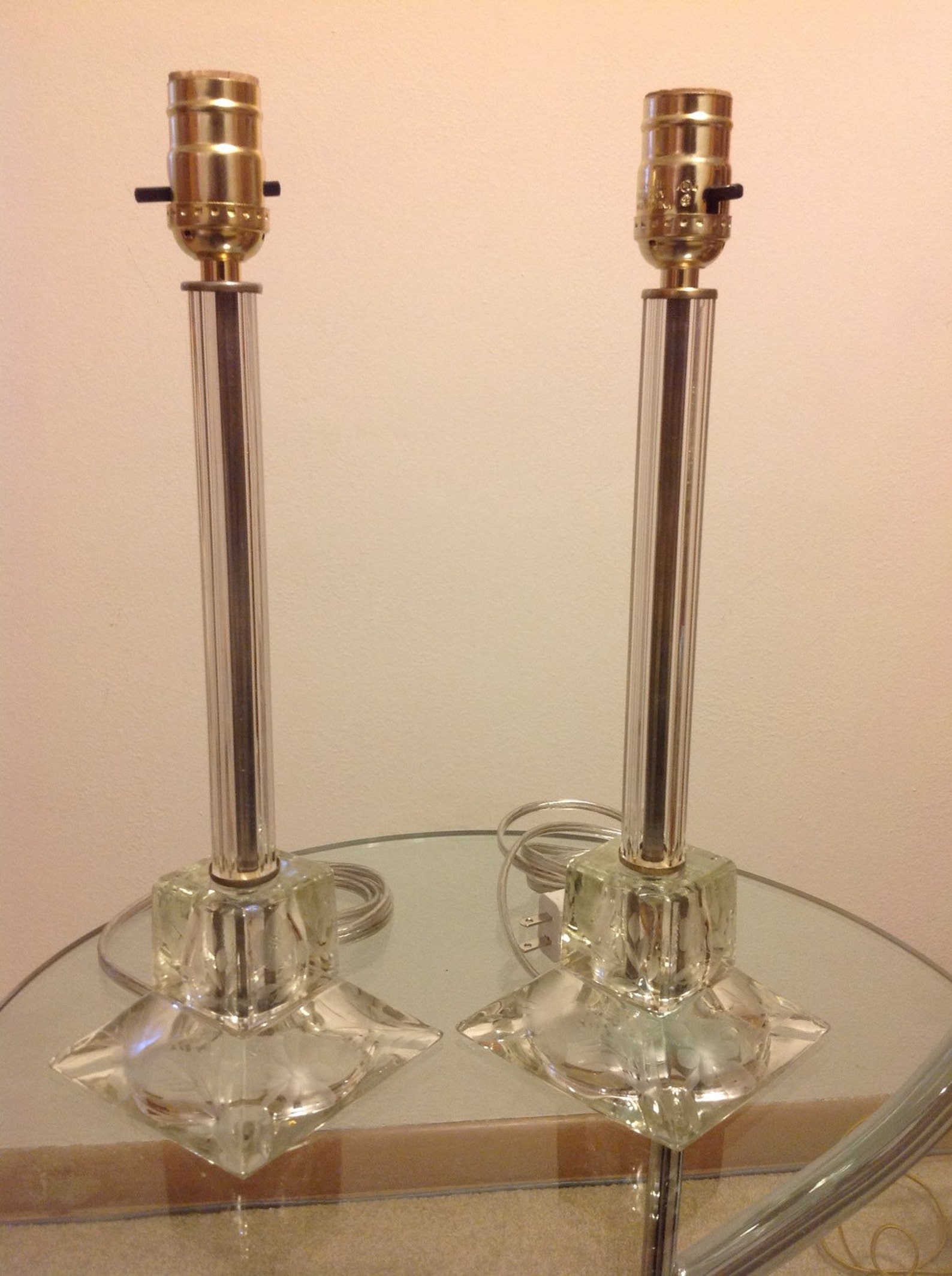 Matching Glass Table Lamps - Etsy