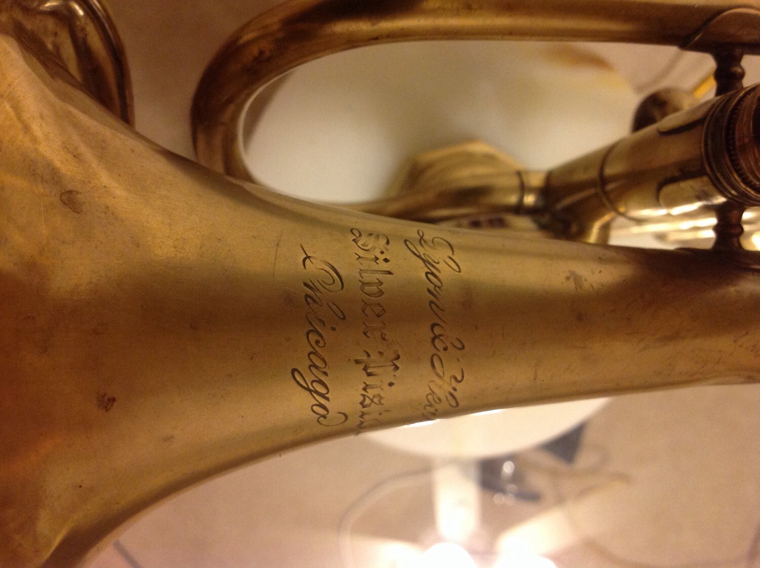 Antique Brass Cornet With Stained Glass Shade - Etsy