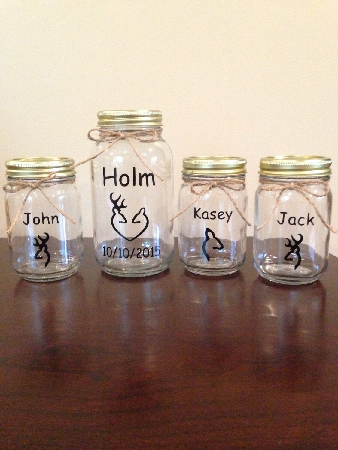 4-piece Unity Sand Jars with Names Date and Deer choose | Etsy