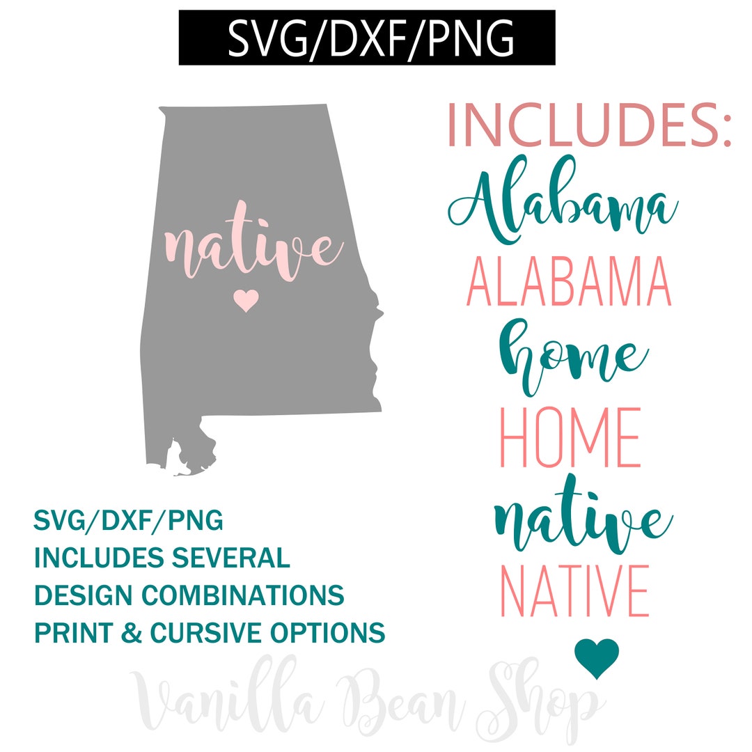 Alabama SVG, Alabama Cut File, Native, Home, Svg, Alabama With Heart ...