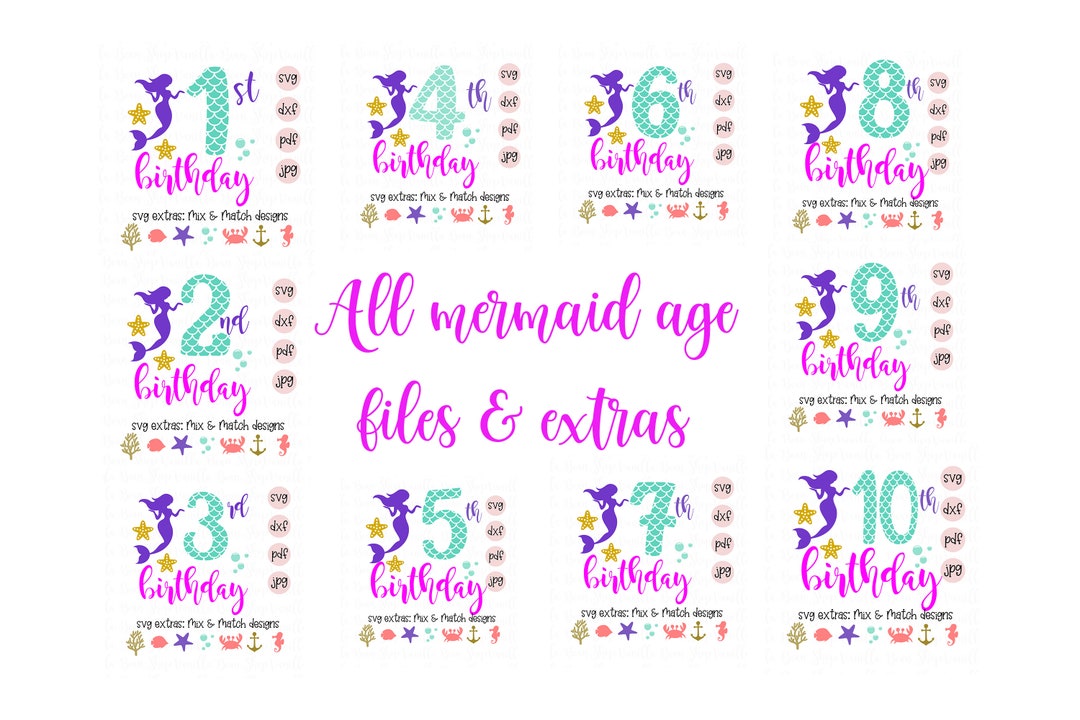 Mermaid Birthday Svg | Mermaid Numbers Svg | Mermaid Ages Svg | Mermaid ...