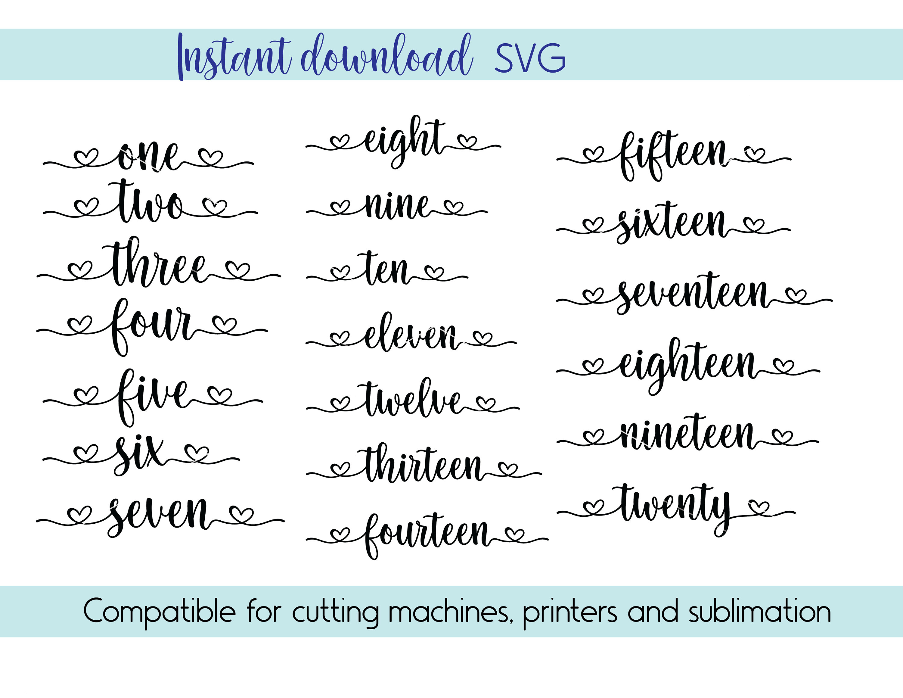 Number Words Svg Cursive Number Words Svg Number Words Cut File All ...