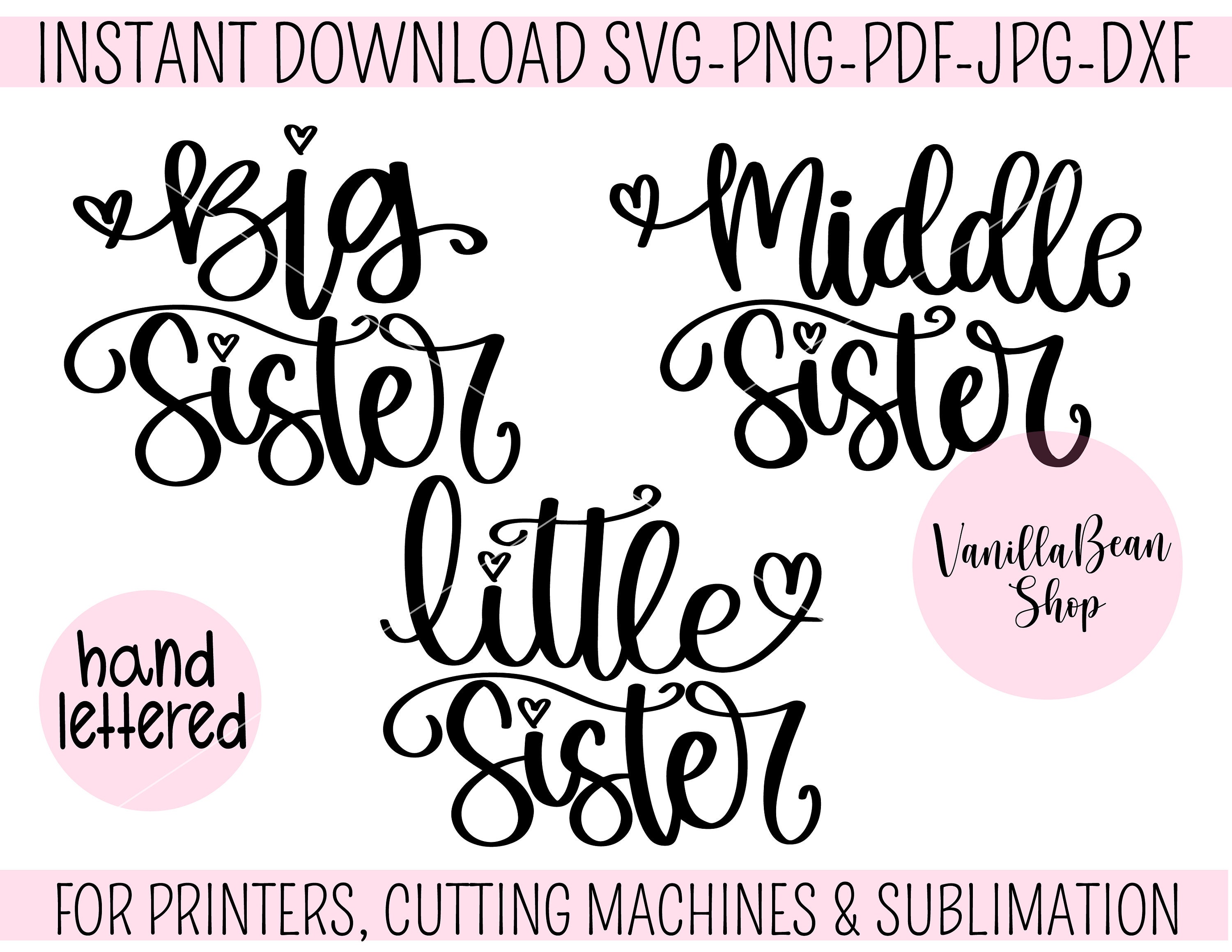Drawing & Illustration Art & Collectibles hand lettered sibling svg jpg ...