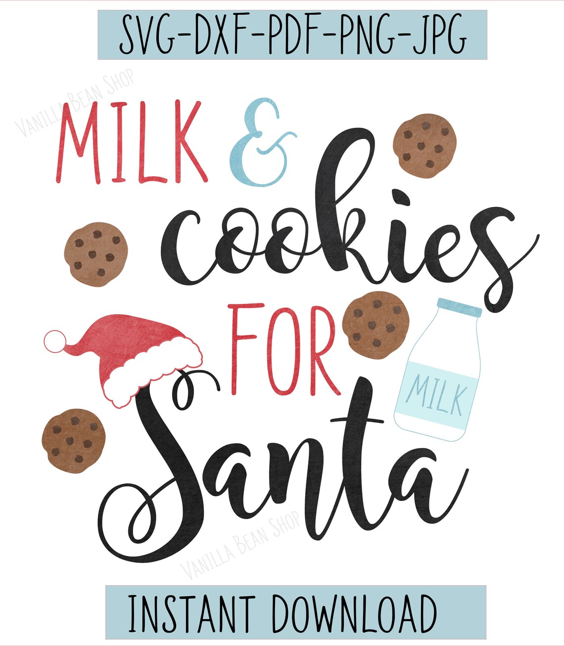 Milk and Cookies for Santa Svg | Milk and Cookies for Santa Printable ...