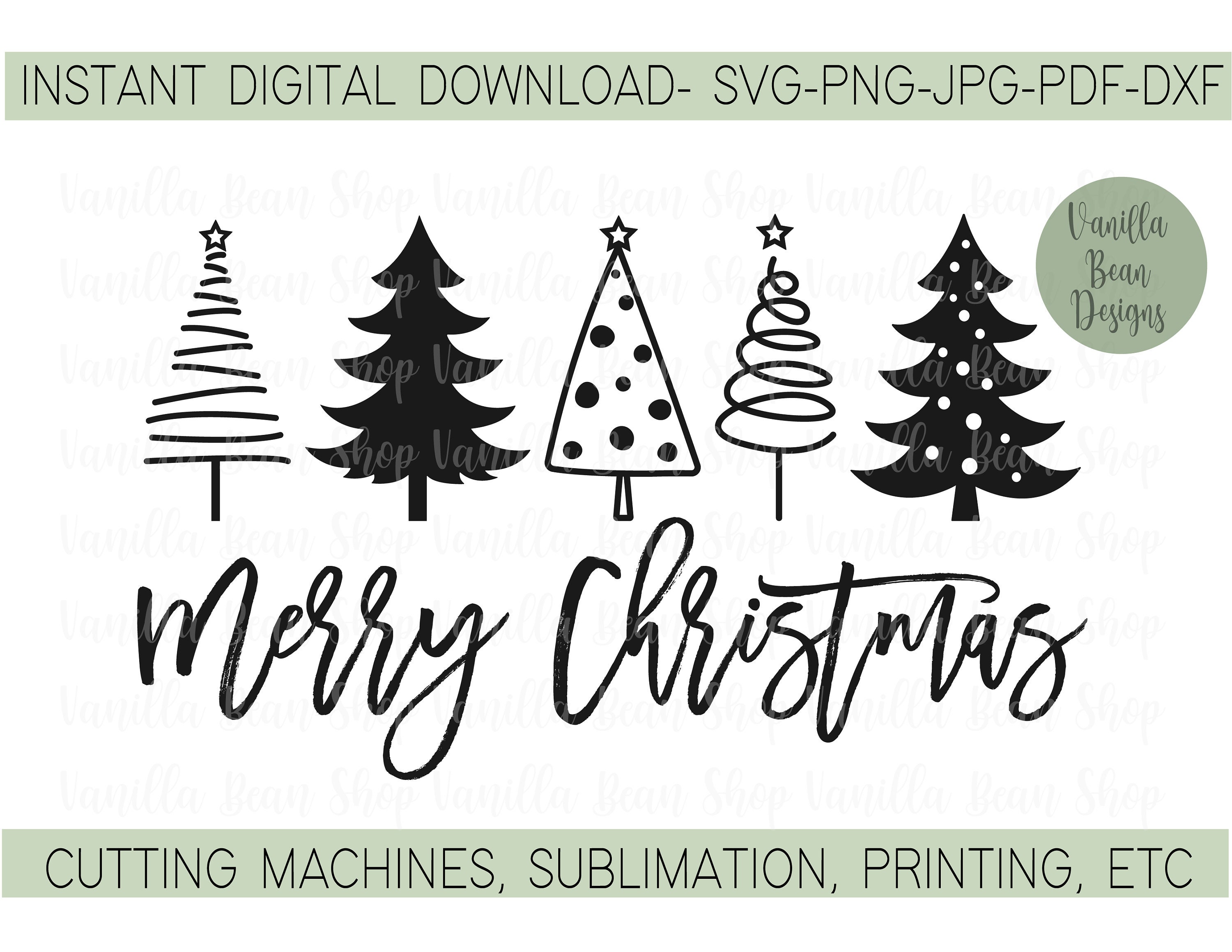 Merry Christmas Svg Png Jpg Pdf Dxf, Merry Christmas Trees Svg ...