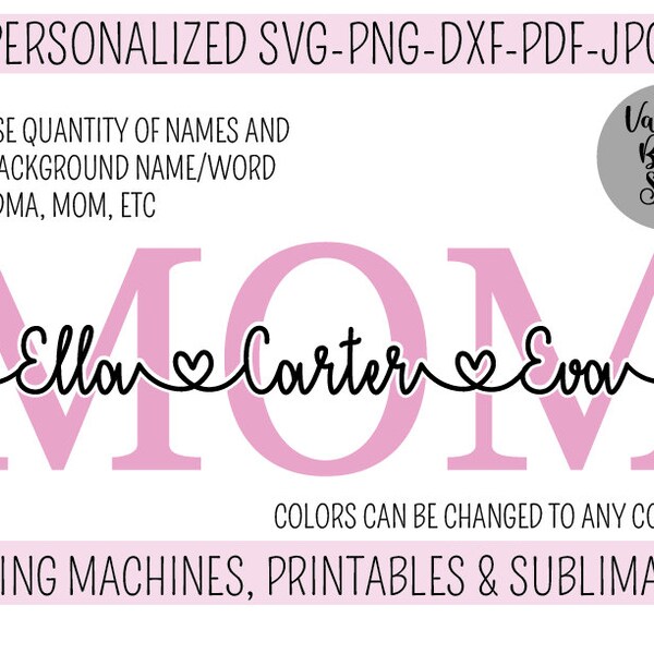 Mom With Names in the Middle Svg - Etsy Singapore