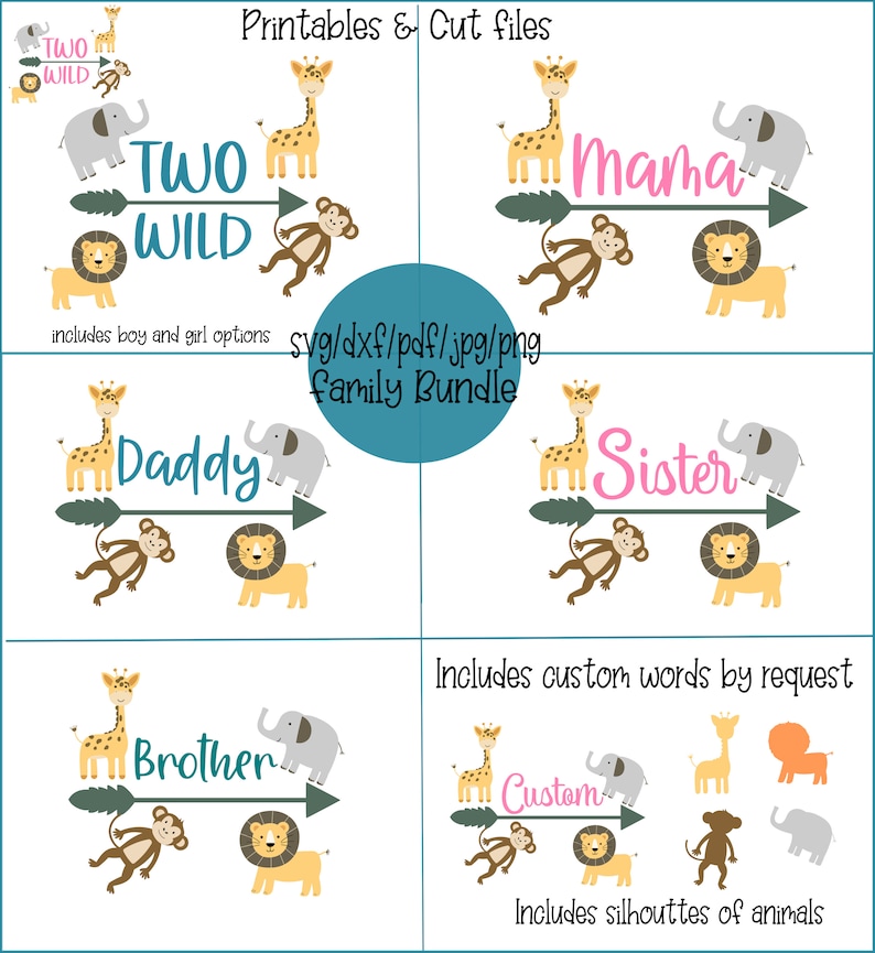 Two Wild Svg | Two Wild Printables | Two Wild Family Bundle | Two Wild ...