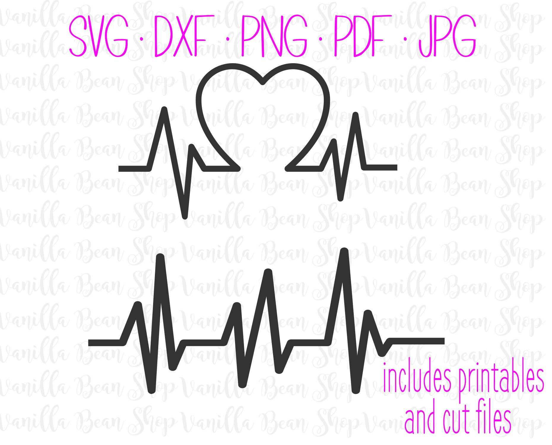 Heartbeat Svg | Pulse Svg | Ekg Svg | Heartbeat With Heart Svg ...