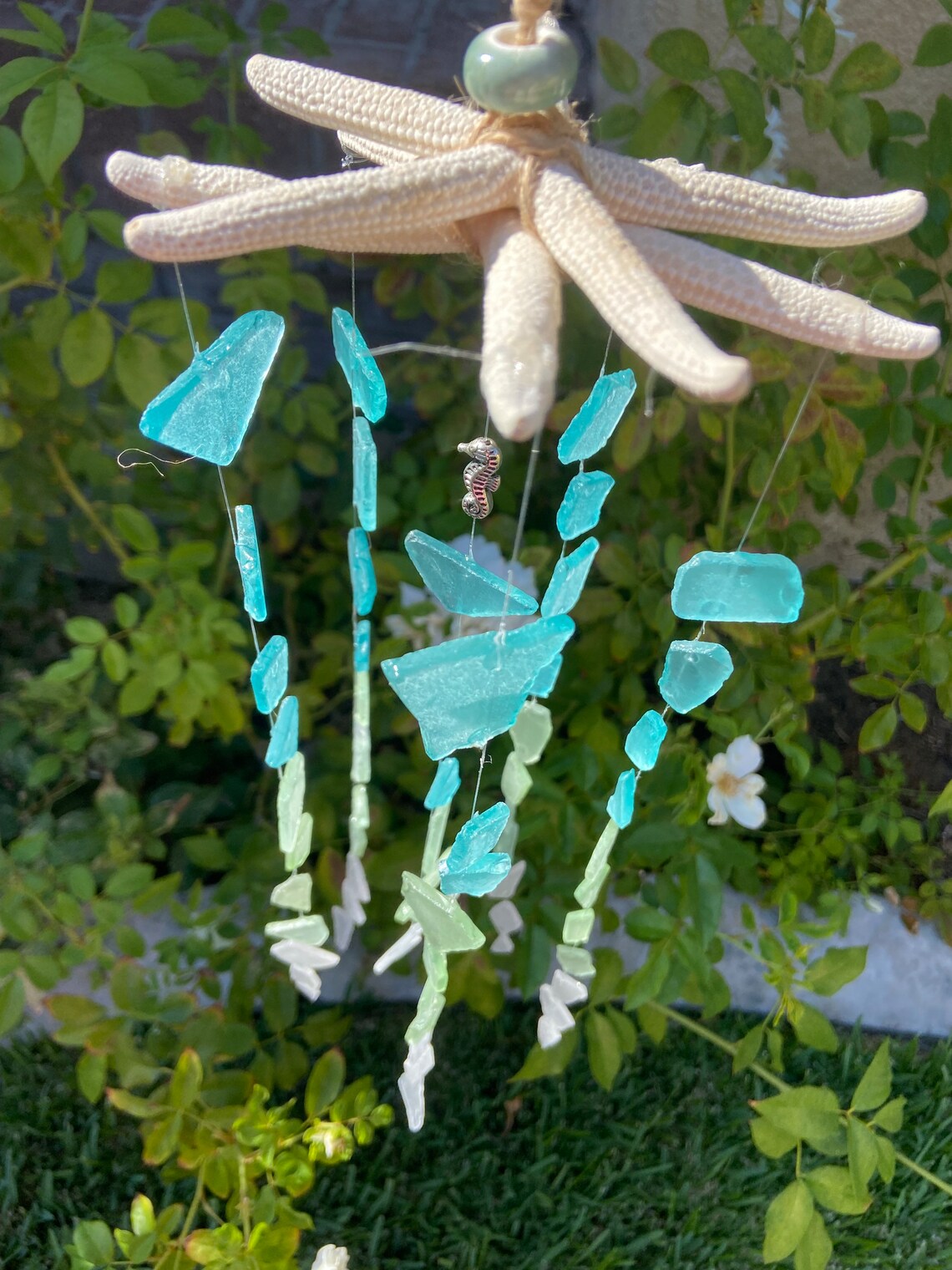 Sea Glass Wind Chime Sun Catcher Windchime With Silver Etsy