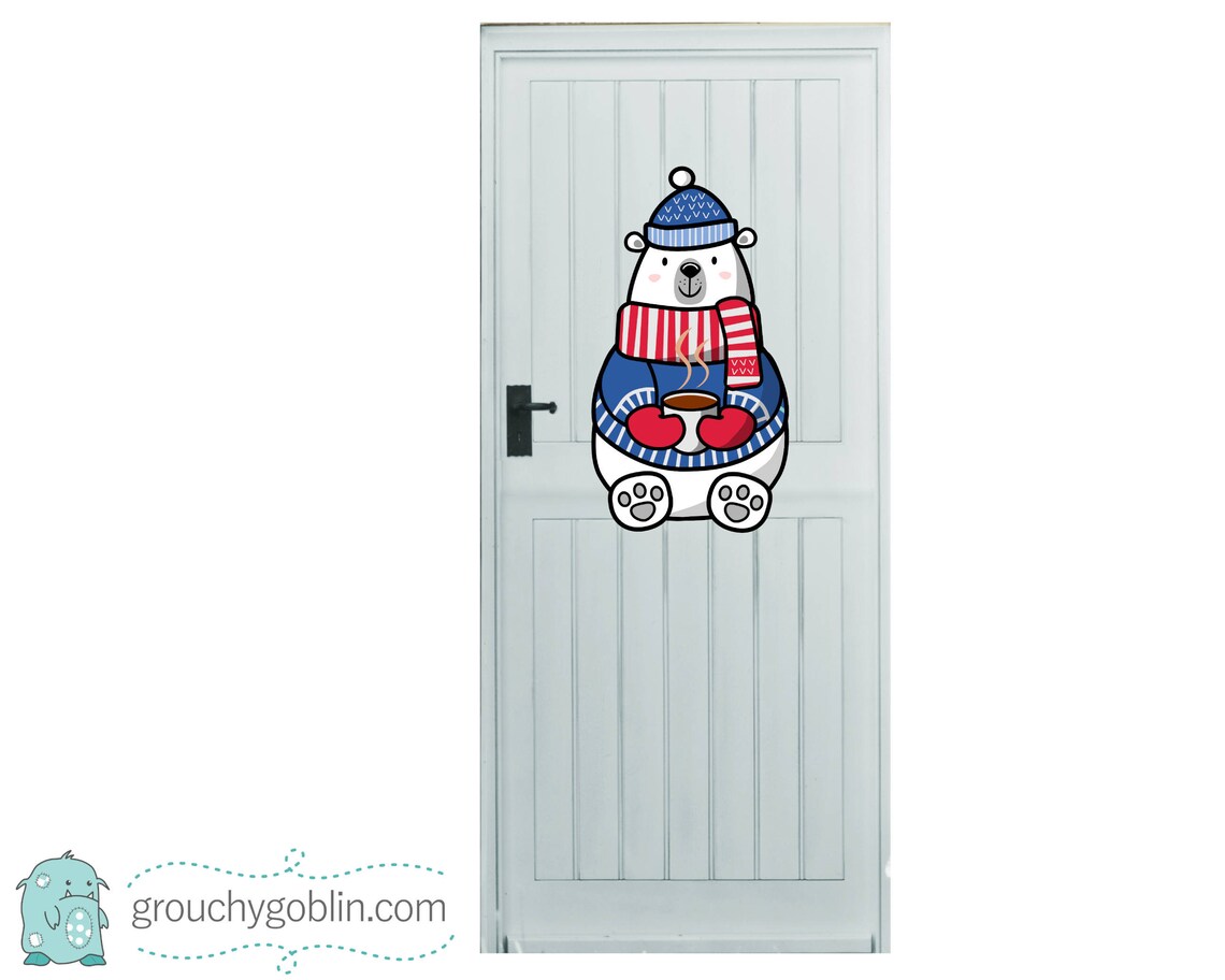 Winter Polar Bear Door Hanger Printable Template downloadable File - Etsy