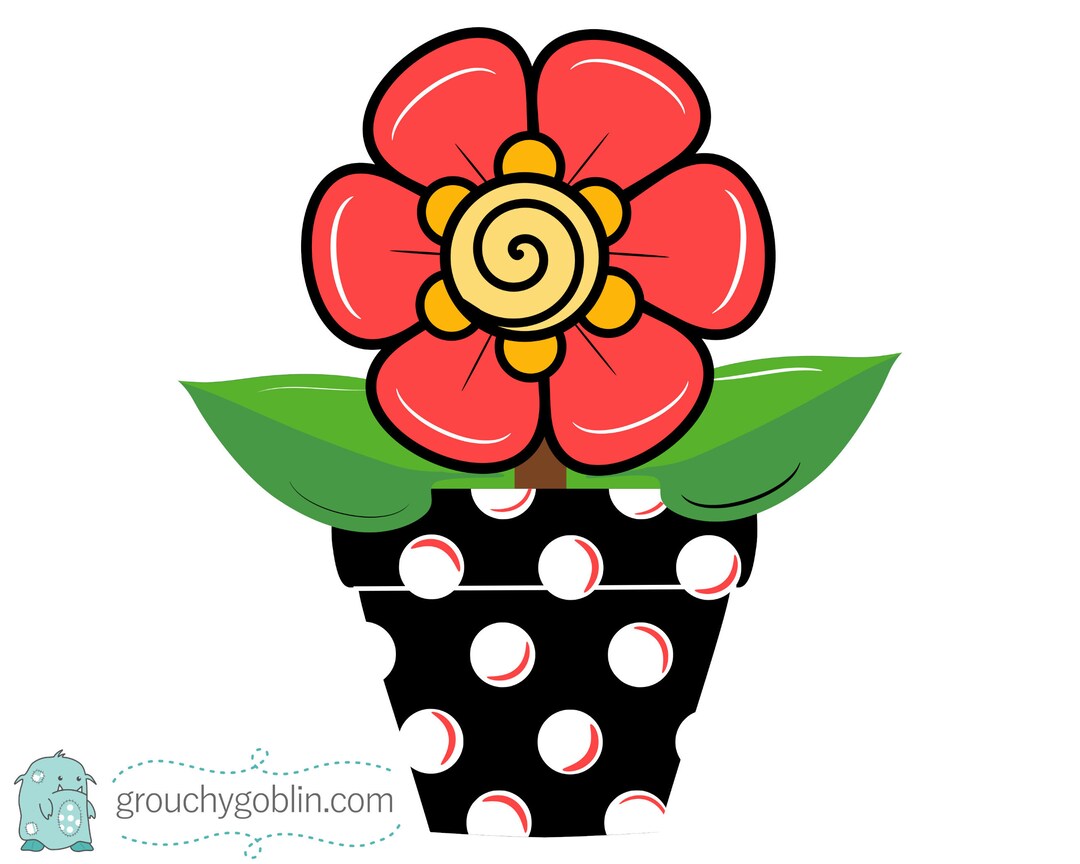 Flower Pot Door Hanger Printable Template downloadable File - Etsy