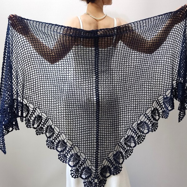 Navy Blue Shawl - Etsy