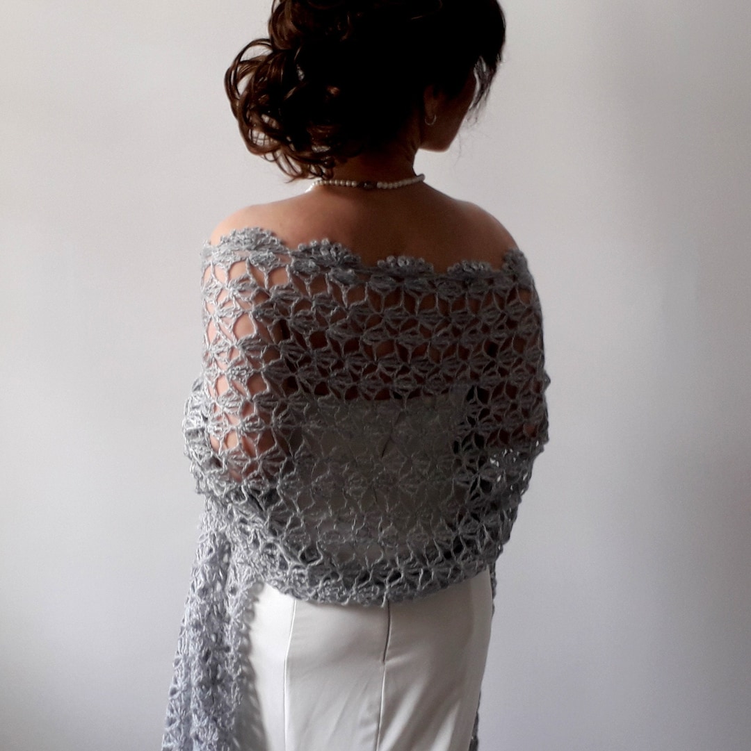 Gray Shawl, Mohair Evening Stole, Bridal Wedding Shawl, Mother of the ...