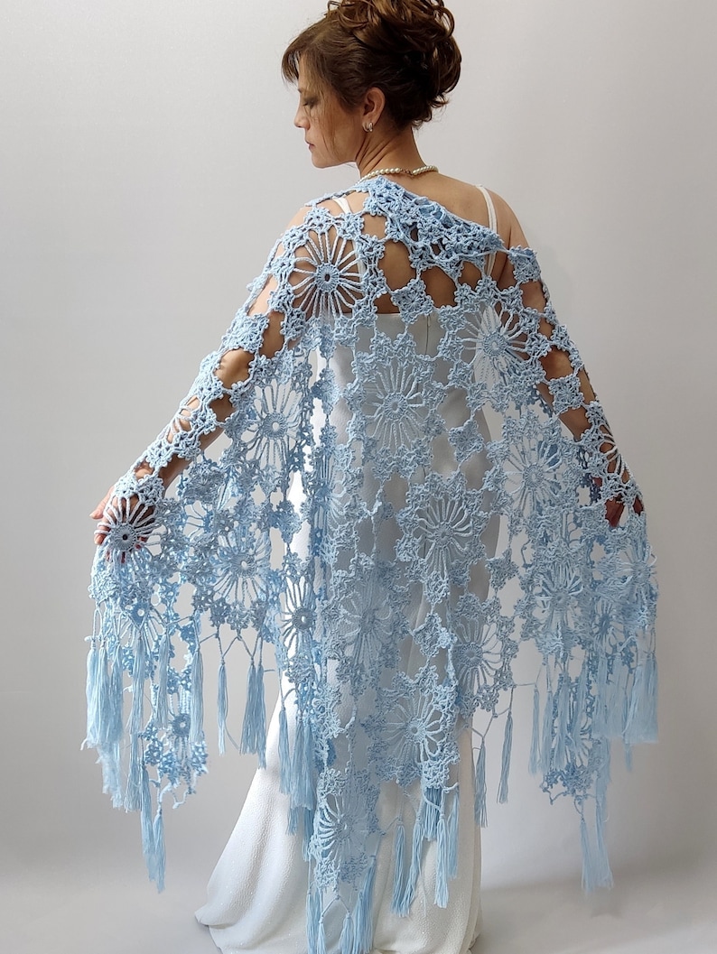 Light Blue Shawl Cotton Evening Wrap Wedding Shawl Bridal - Etsy
