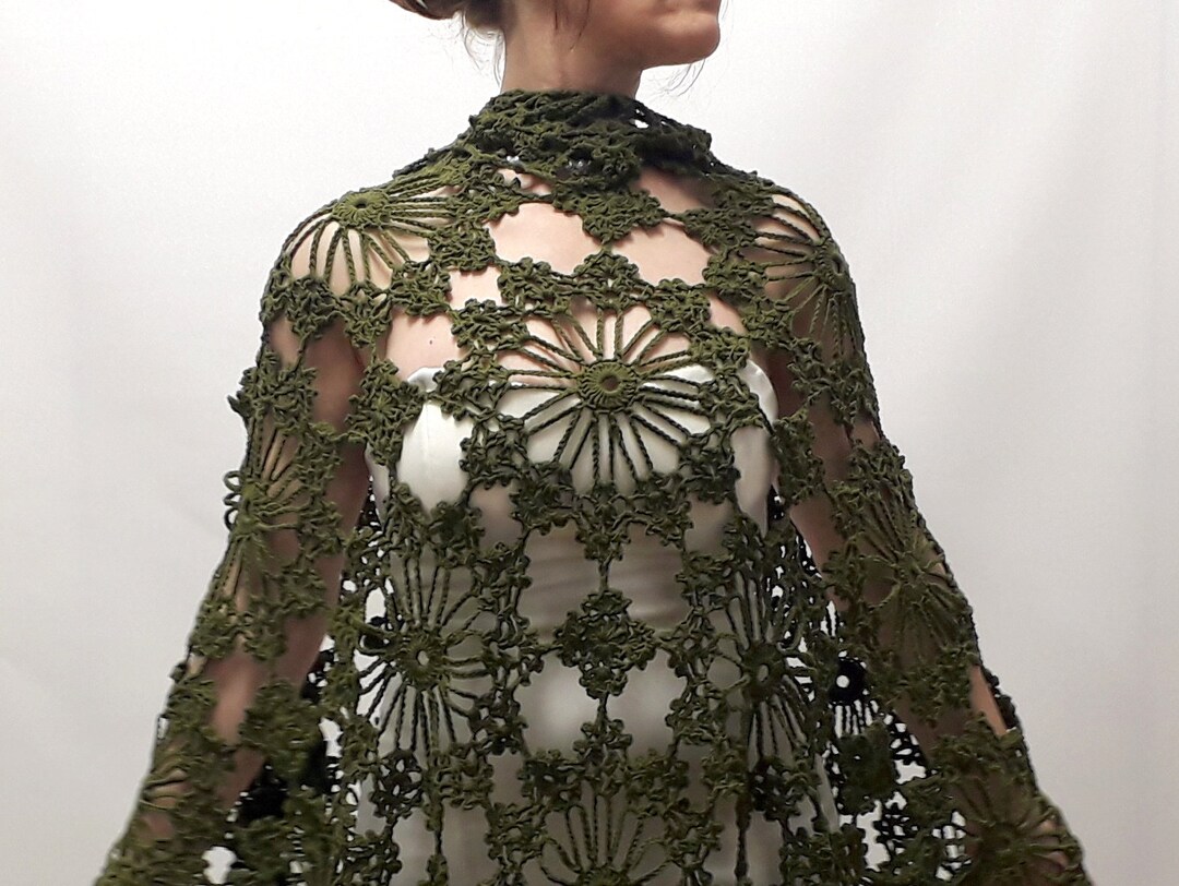 Green Cotton Shawl, Olive Evening Scarf, Fringed Boho Wrap, Gift for ...