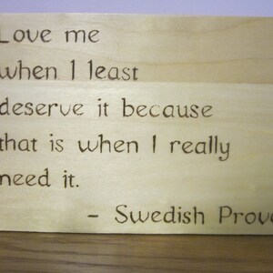 Wood Burned Swedish Proverb on Aspen - Etsy UK