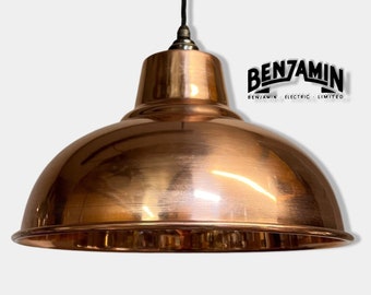 Salthouse XL worn Copper Industrial Factory Shade Light - Etsy UK
