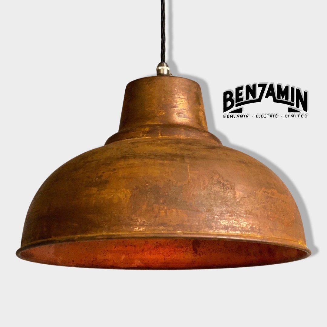 Salthouse XL Genuine Rusted Solid Industrial Shade Pendant Set Light ...