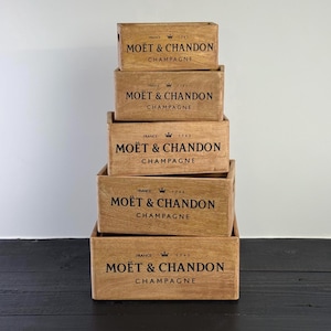 Storage Wooden Boxes Moët & Chandon Champagne Crates Natural Finish - Etsy