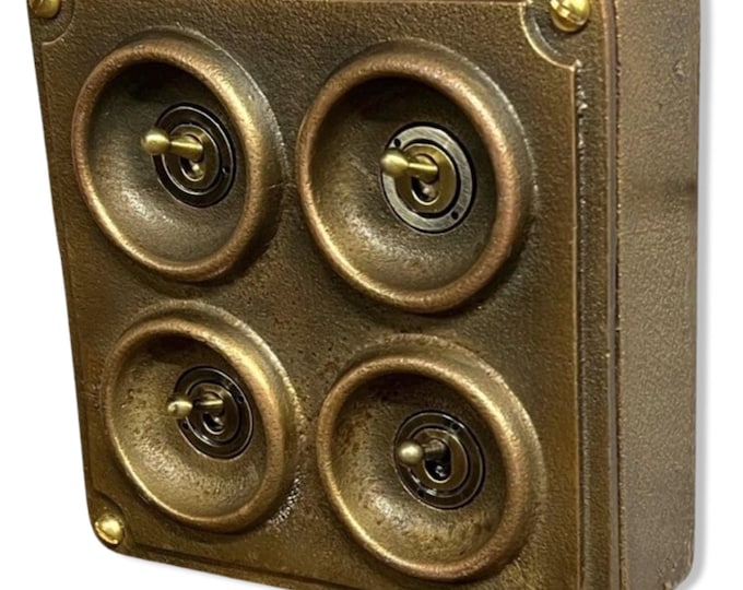 4 Gang 2 Way Solid Antique Brass Bronze Metal Surface Mounted Conduit ...