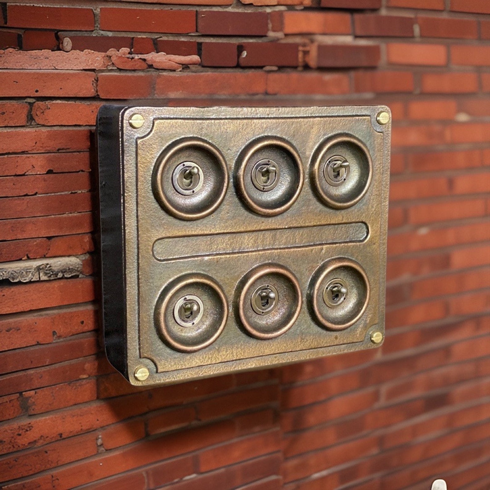 6 Gang 2 Way Bronze Solid Cast Metal Conduit Light Switch Industrial BS ...