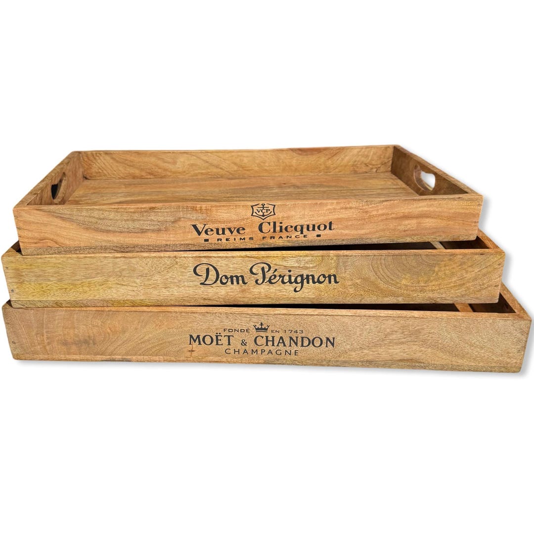 Wooden Serving Trays Moët & Chandon Champagne Butlers Crates Storage ...