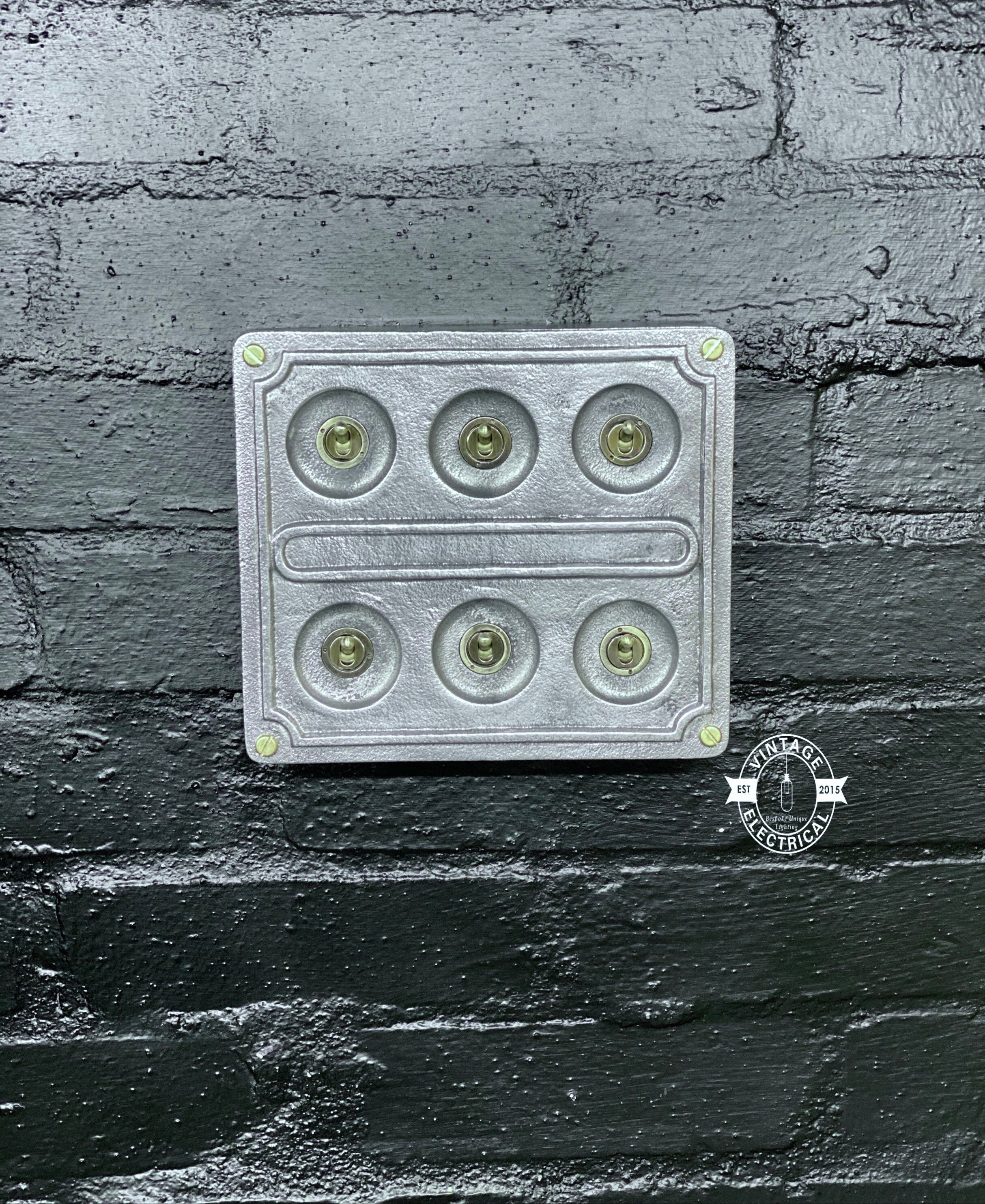 6 Gang 2 Way Solid Cast Metal Conduit Light Switch Industrial - BS EN ...