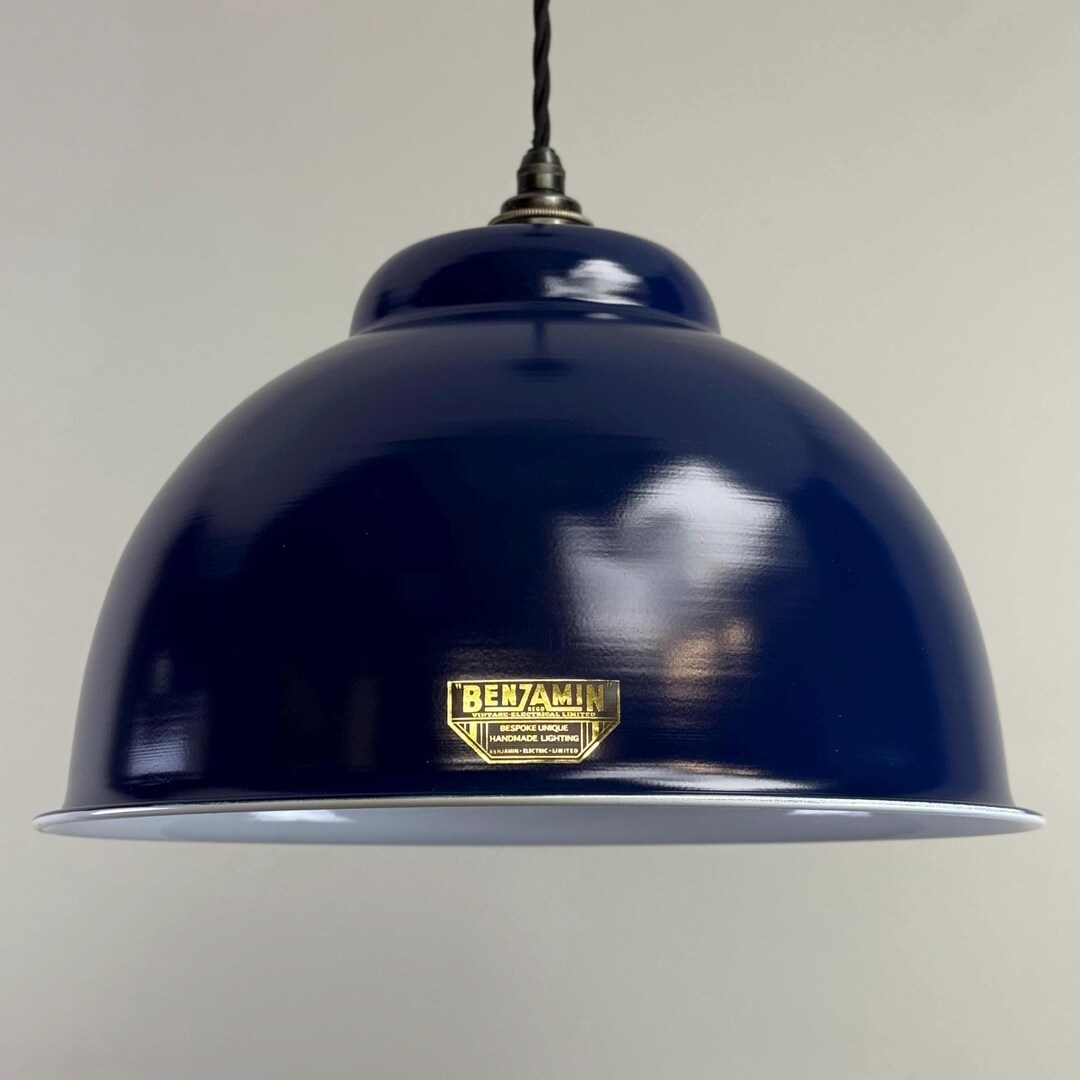 Morley XL ~ Royal Blue RLM Deep Dome Reflector Lampshade Pendant Set ...