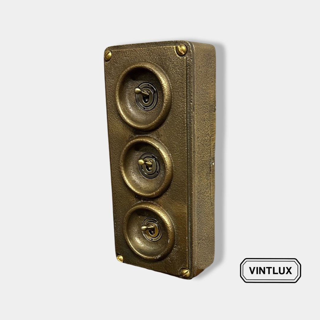 3 Gang Solid Cast Bronze Metal Conduit Light Switch Industrial - Etsy