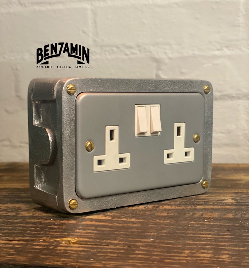 Double Power 230V 13A Socket Solid Cast Metal Light Switch | Etsy