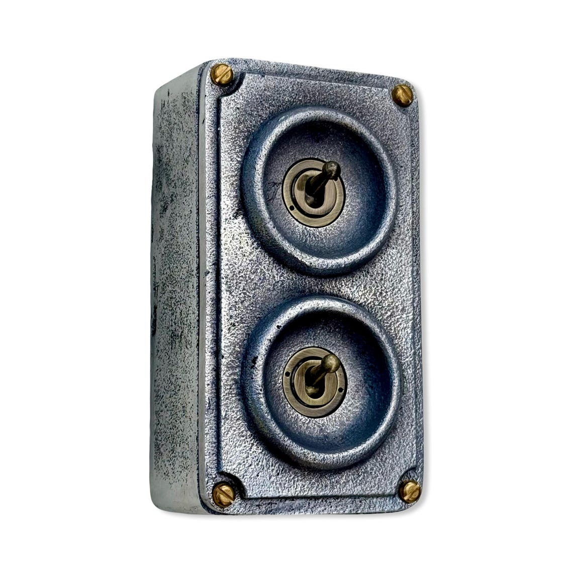 Double 2 Gang Solid Cast Metal Conduit Light Switch Industrial 2 Way ...