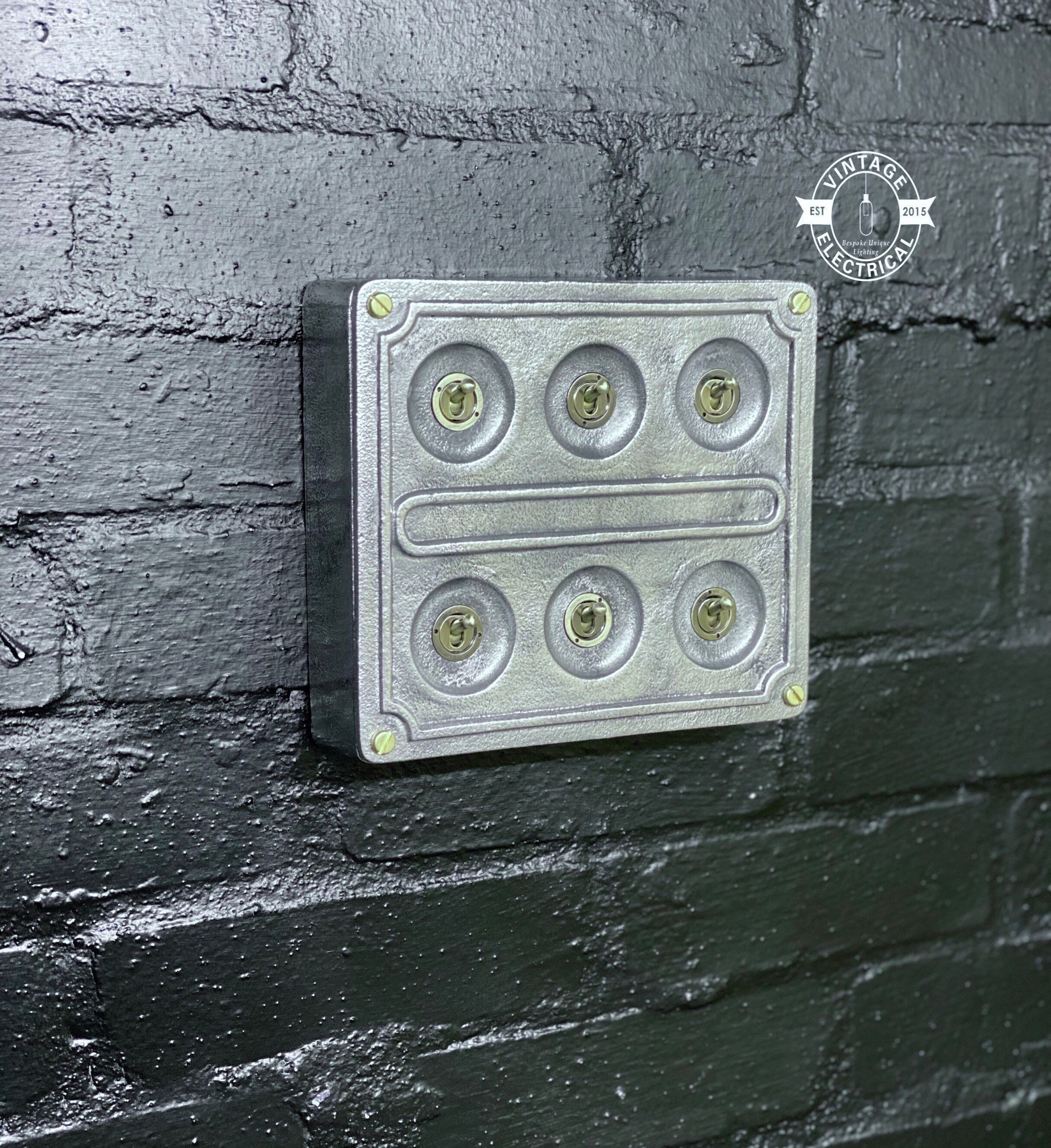 6 Gang 2 Way Solid Cast Metal Conduit Light Switch Industrial - BS EN ...