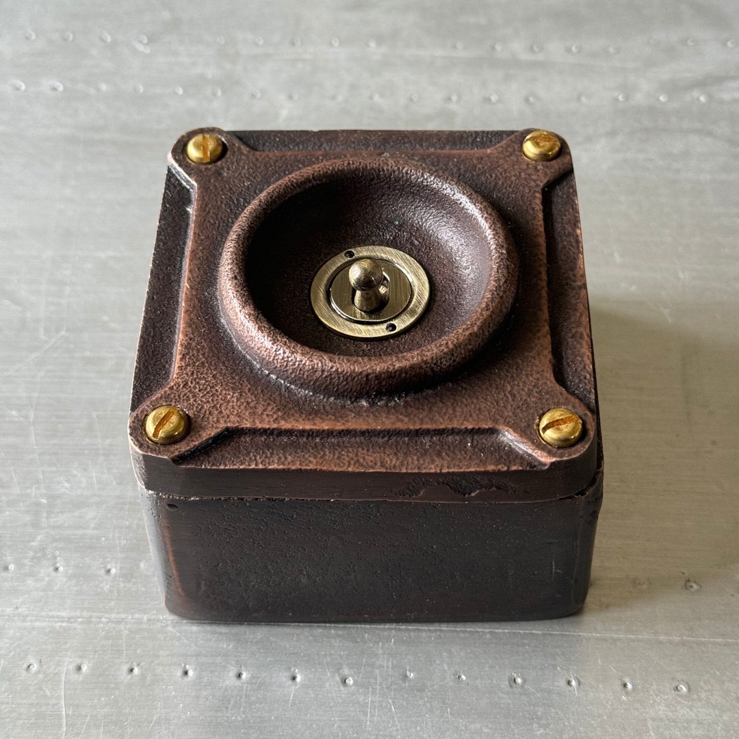 Single Gang Antique Copper Solid Cast Metal Conduit Light Switch ...