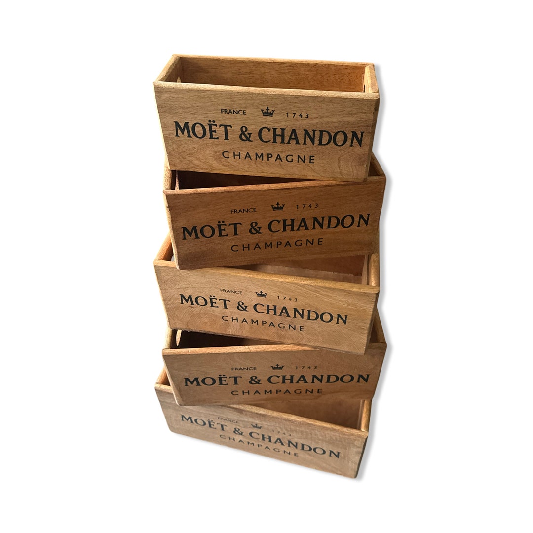 Storage Wooden Boxes Moët & Chandon Champagne Crates Natural Finish - Etsy