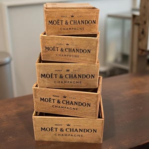Storage Wooden Boxes Moët & Chandon Champagne Crates Natural Finish ...