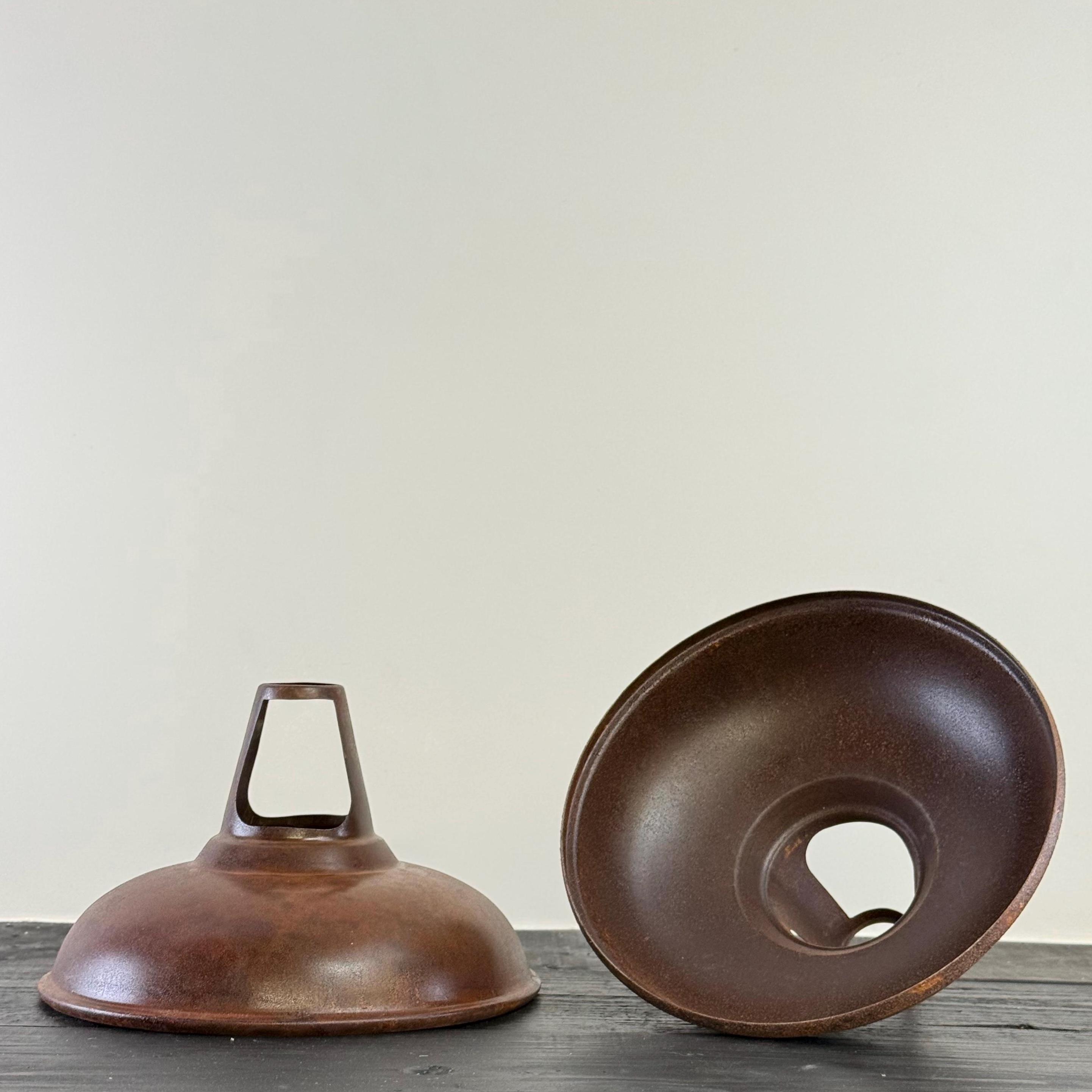 Cawston - Rusted Solid Steel Slotted Lampshade Pendant Set Light - 11 ...