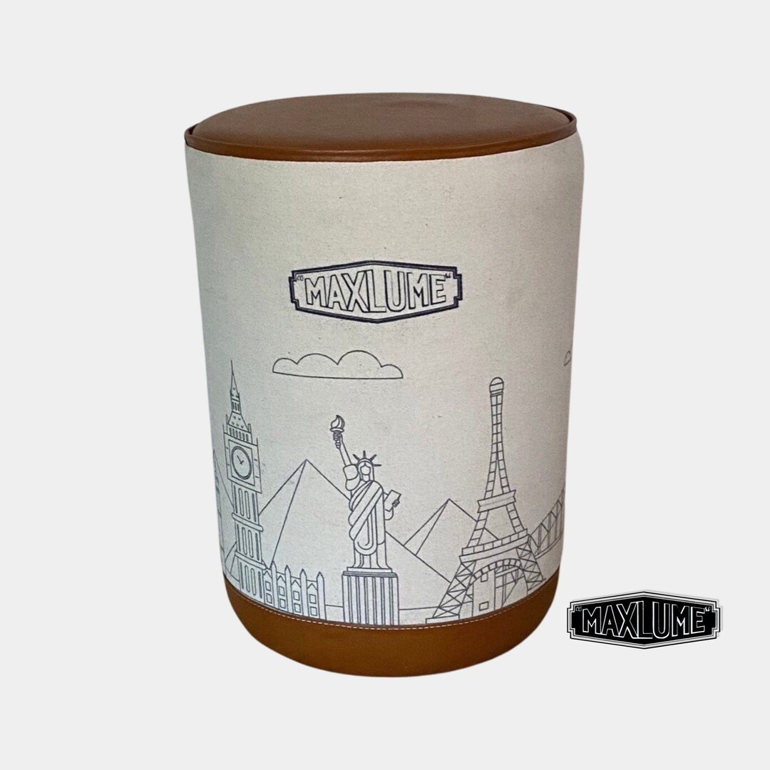 Pouffe wonders of the World Pouf Solid Base Genuine Leather - Etsy