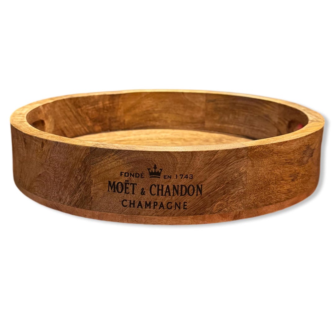 Round Wooden Serving Tray Moët & Chandon Champagne Butlers Crate ...