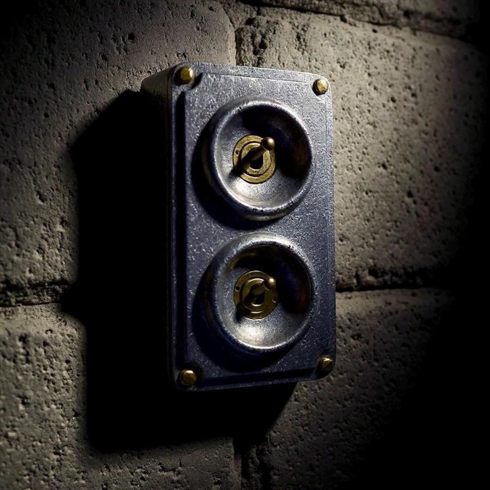 Double 2 Gang Solid Cast Metal Conduit Light Switch Industrial 2 Way ...