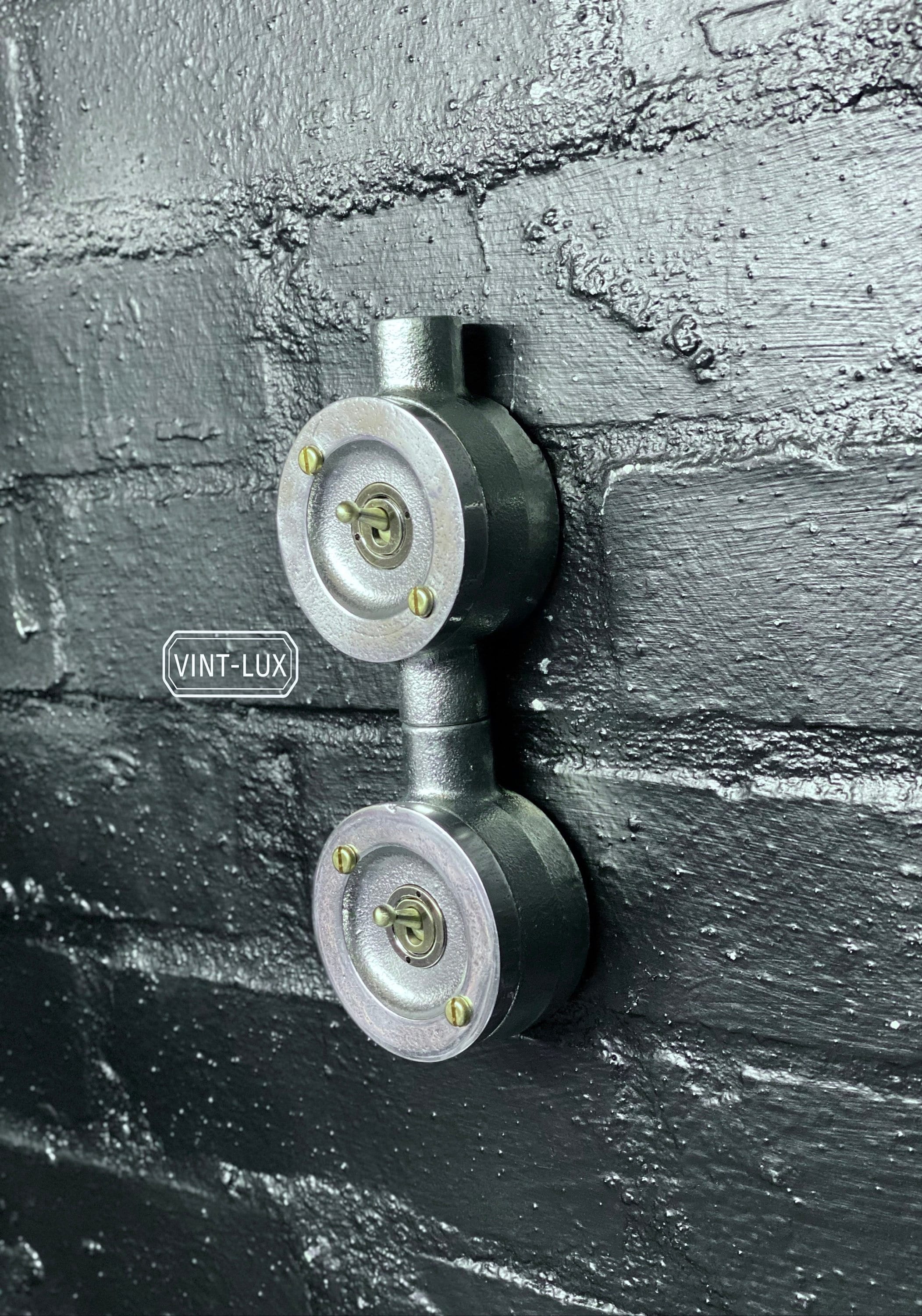 Double Gang Solid Cast Conduit Metal Light Switch Industrial 2 - Etsy