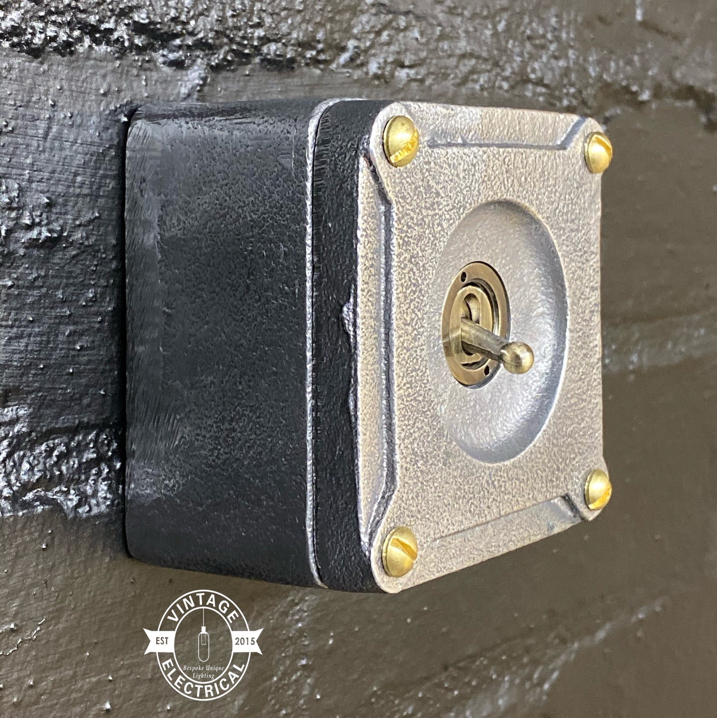 Single Gang Solid Cast Metal Light Switch Industrial 2 Way - BS EN ...