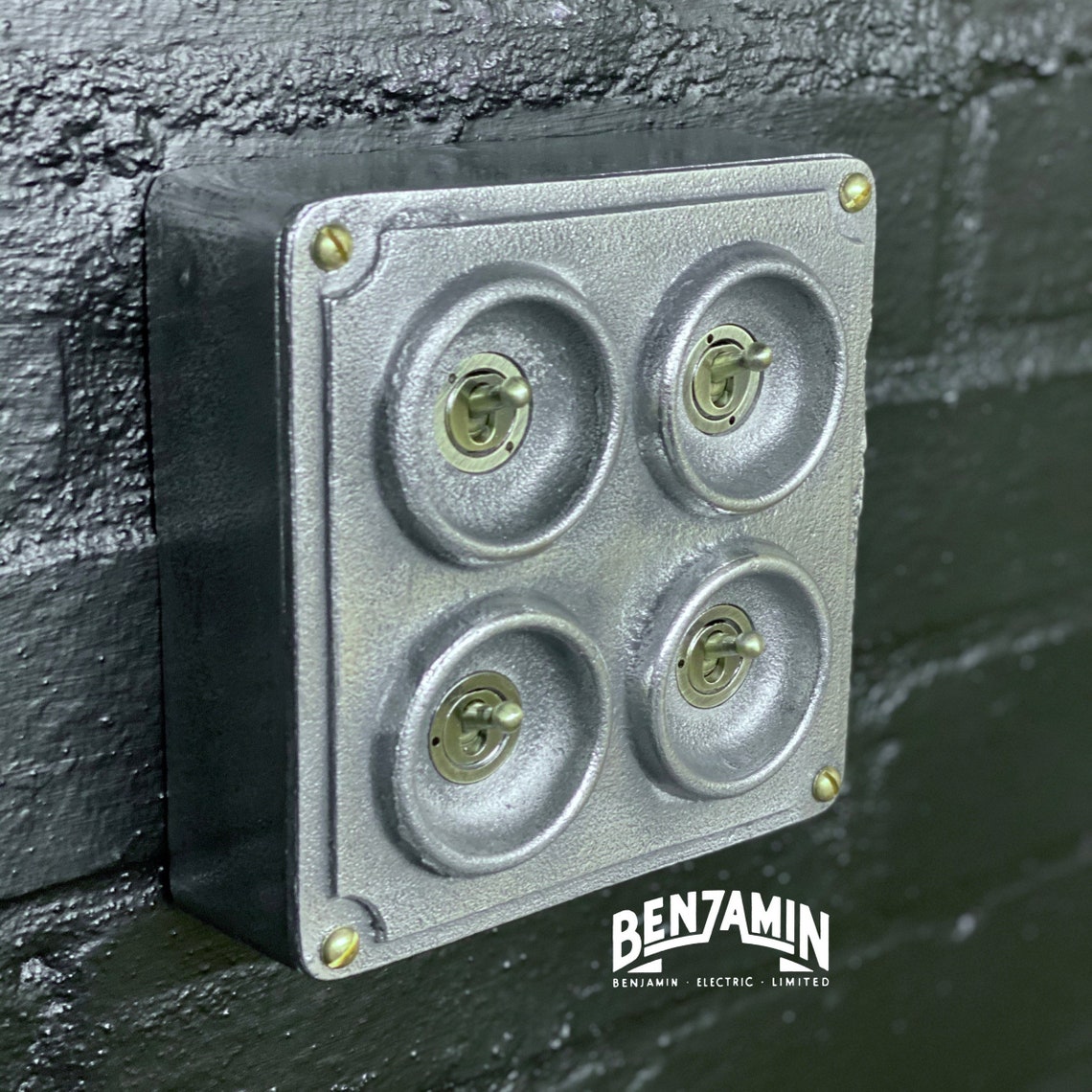 4 Gang 2 Way Solid Cast Metal Light Switch Industrial BS EN - Etsy