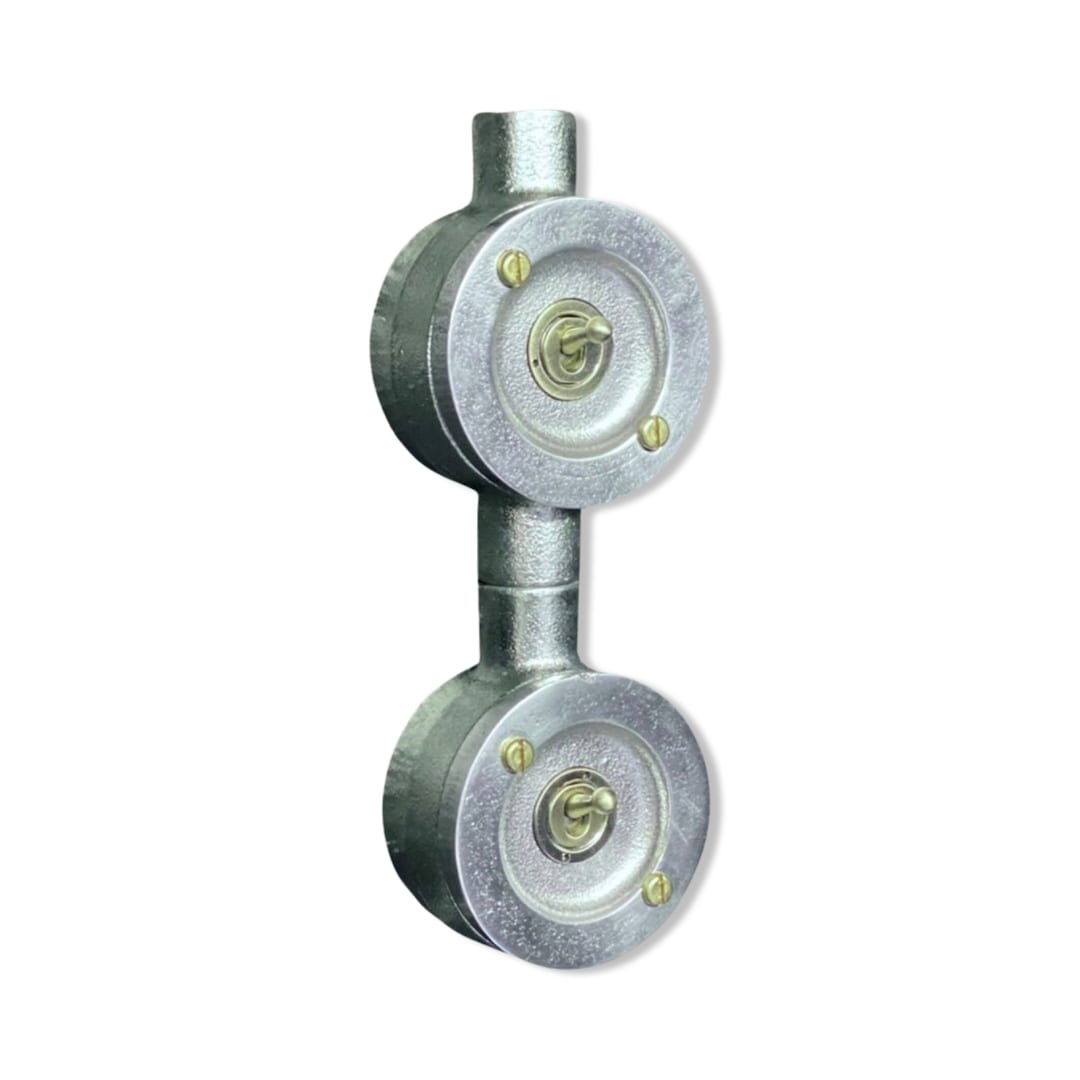 Double Gang Solid Cast Conduit Metal Light Switch Industrial 2 Way - BS ...